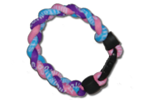 3 Rope Titanium Tornado Bracelet in Blue, Pink and Purple