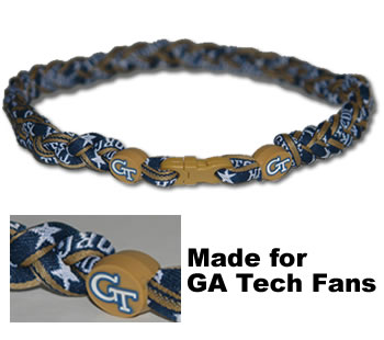 Georgia Tech 3 Rope Tornado Titanium Necklace
