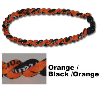 3 Rope Tornado Titanium Necklace Orange Black