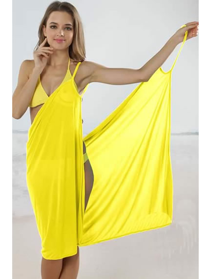 Trendy Yellow Open Back Beach Cover-Up Dress