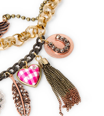 Betsey Johnson Lady Luck Charm Multi Row Necklace