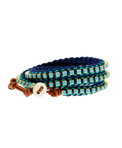 Chan Luu Silver and Leather Turquoise Wrap Bracelet