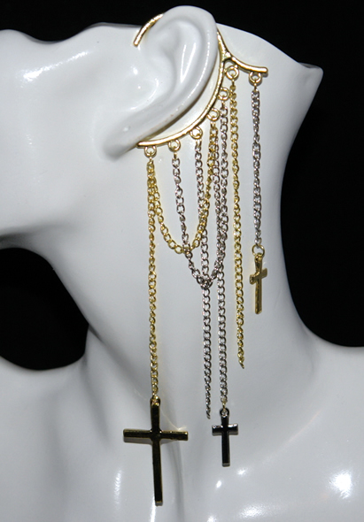Trendy Multi-Cross Tassel Ear Cuff