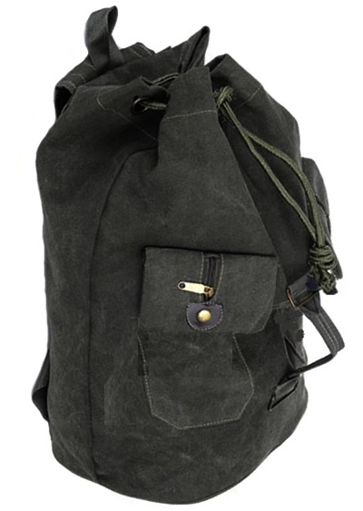 Black Drawstring Canvas Backpack