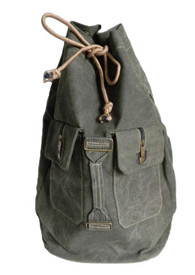 Black Drawstring Canvas Backpack