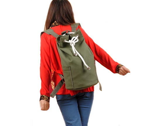 Drawstring Canvas Bucket Backpack