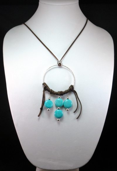 Trendy Hippie Chic Dream Hoop Necklace with Turquoise nuggets