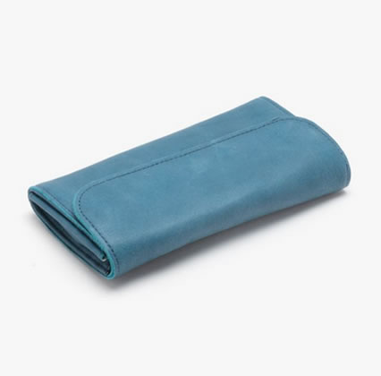 Linea Pelle Dylan Trifold Wallet In Sea Blue