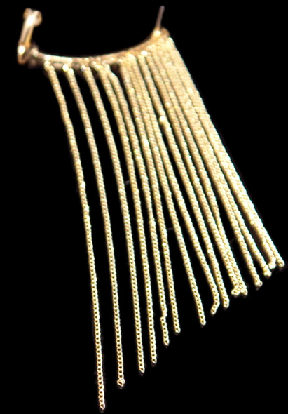 Trendy Long Fringe Earring with Ear Cuff in gold