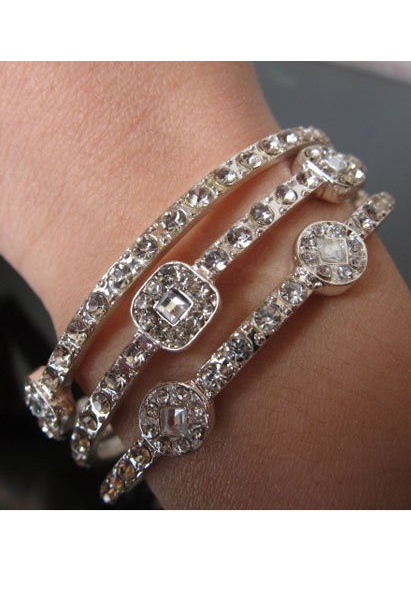 Trendy Rhinestone Bangle Set