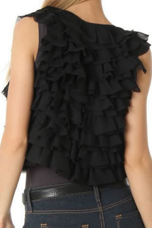 Romeo and Juliet Couture Ruffle Vest In Black