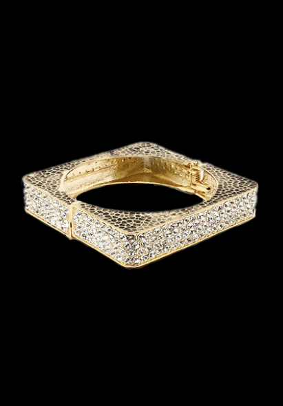 Trendy Square Paved Gold Bangle Bracelet Set