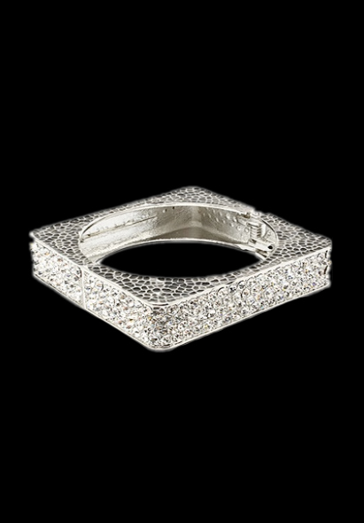 Trendy Square Paved Silver Bangle Bracelet Set