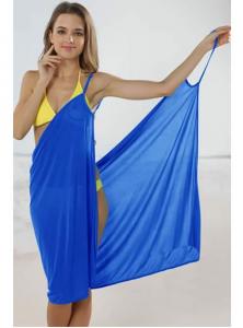 Trendy Sapphire Blue Open Back Beach Cover-Up Dress