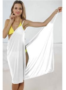Trendy White Open Back Beach Cover-Up Dress