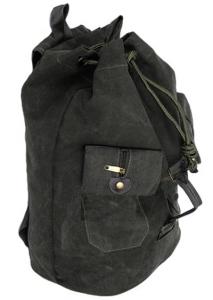 Black Drawstring Canvas Backpack