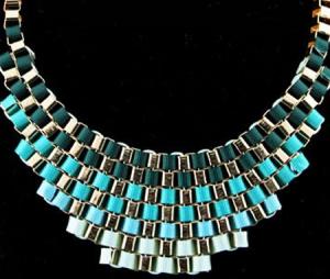 Monique Blue and Green Ribbon Statement Necklace