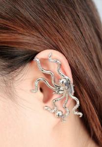 Trendy Silver Octopus Ear Cuff
