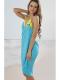 Trendy Lake Blue Open Back Beach Cover-Up Dress